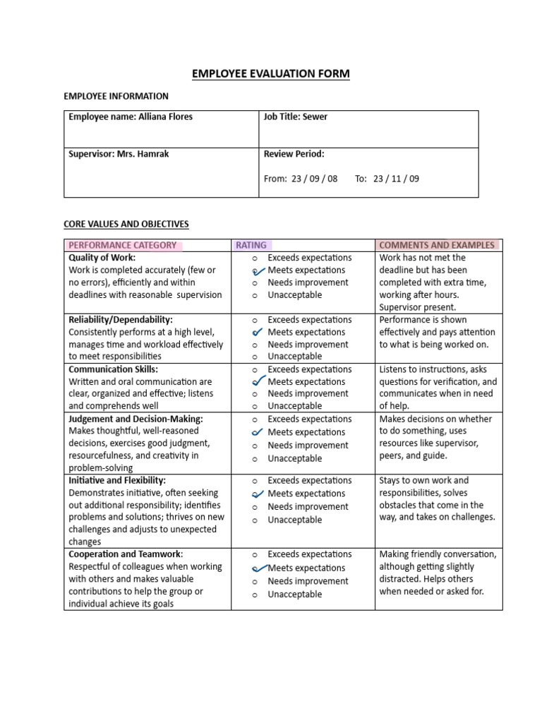 Employee Evaluation Form | PDF | Decision Making | Organizational Behavior