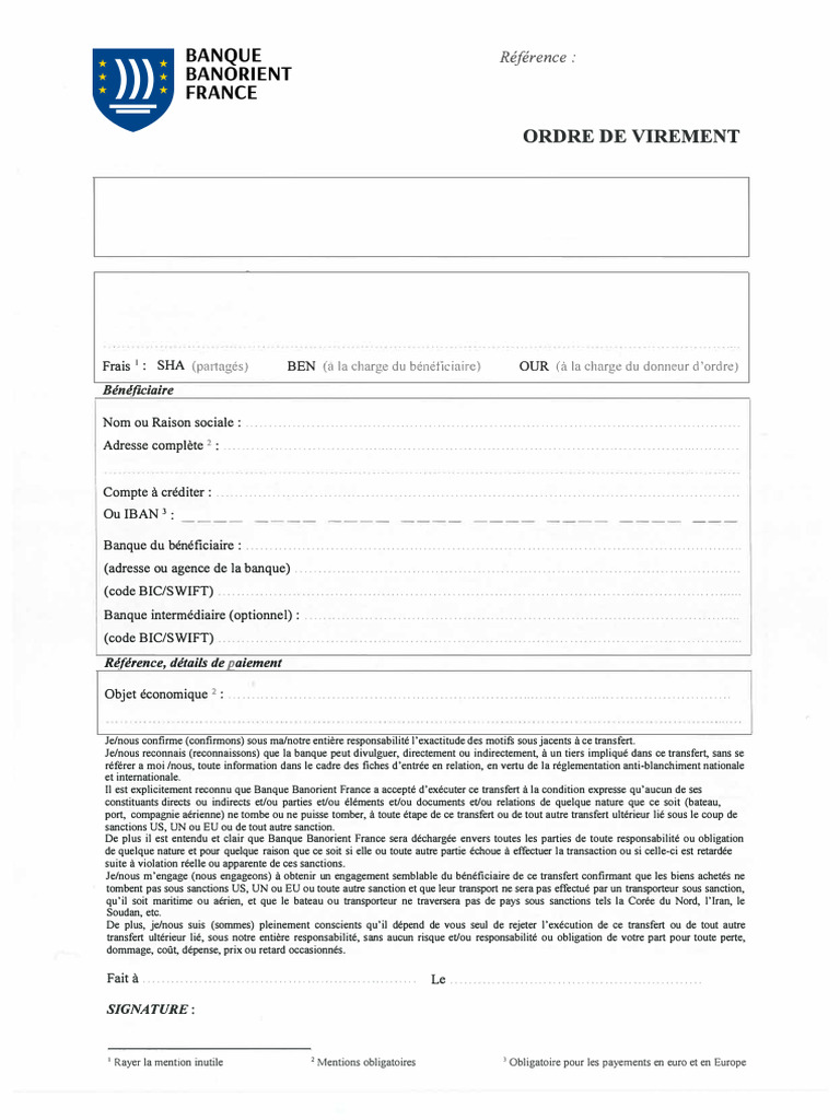 Modèle d'ordre de virement bancaire | PDF | Banques