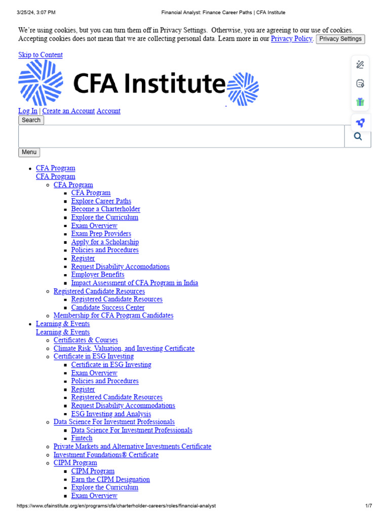 Financial Analyst - Finance Career Paths - CFA Institute | PDF