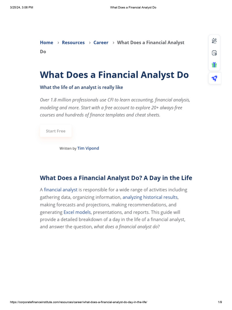 A Day in the Life of a Financial Analyst | PDF | Financial Analyst ...