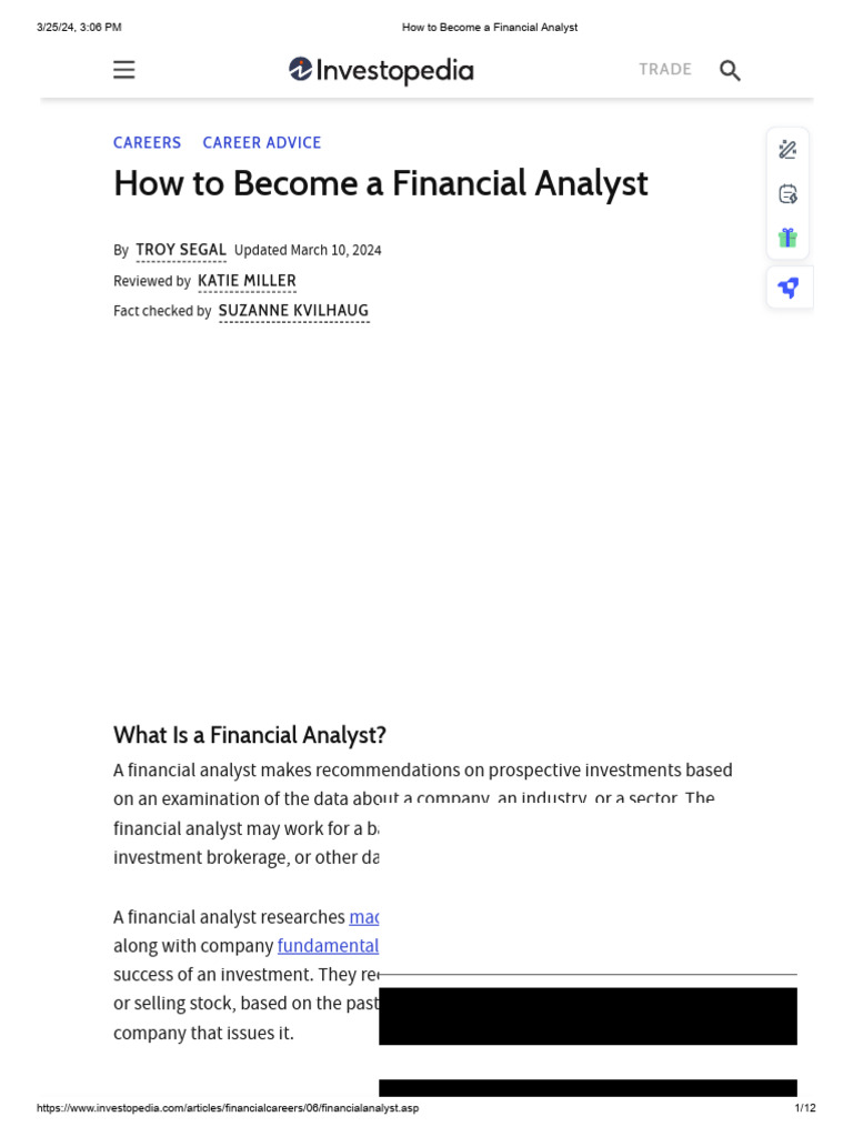 Financial Analyst Career Guide | PDF | Business | Finance & Money ...