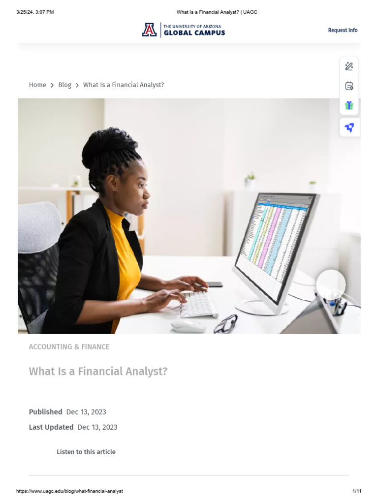 What Does a Financial Analyst Do? | PDF | Financial Analyst | Investing