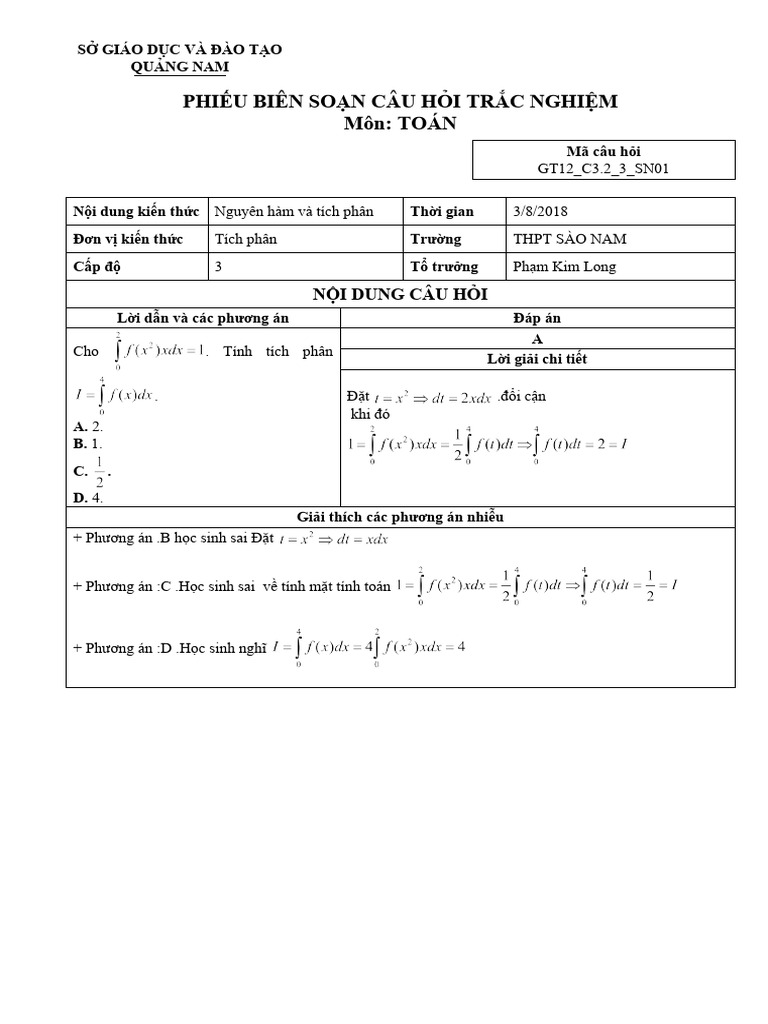 TN - Tích Phân | PDF