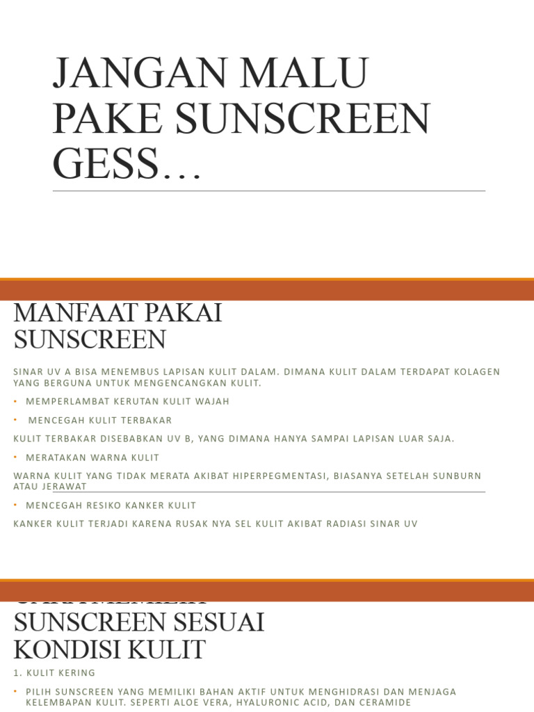 Jangan Malu Pake Sunscreen Gess | PDF | Pengembangan Diri