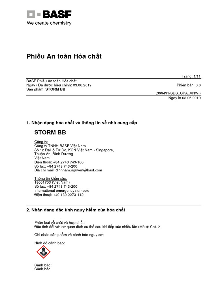 MSDS - Storm BB - VN | PDF