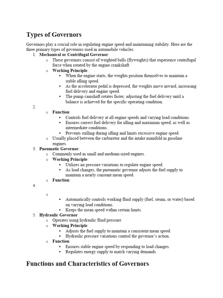 Types of Governors1 | PDF | Engines | Manufactured Goods