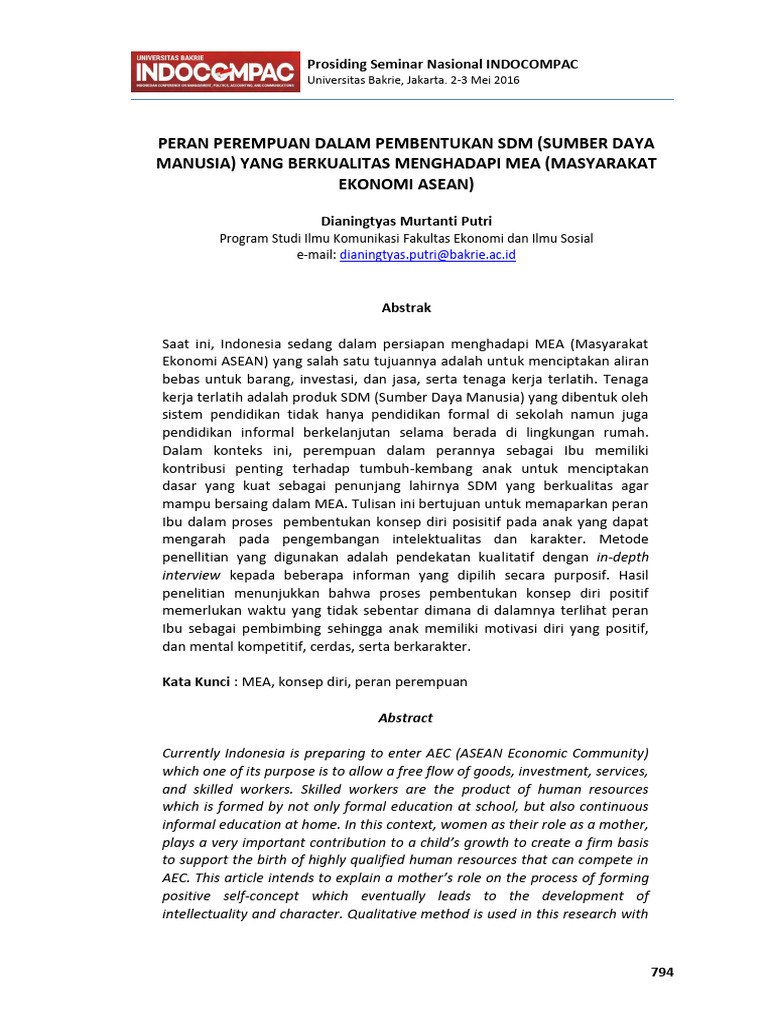ID Peran Perempuan Dalam Pembentukan SDM Su | PDF | Karier & Perkembangan