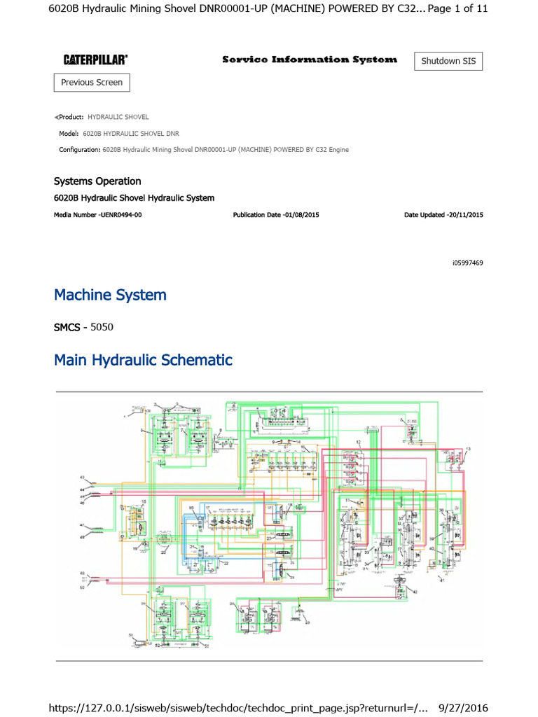 6020B Main Hydraulic Schematic | PDF | Pump | Valve
