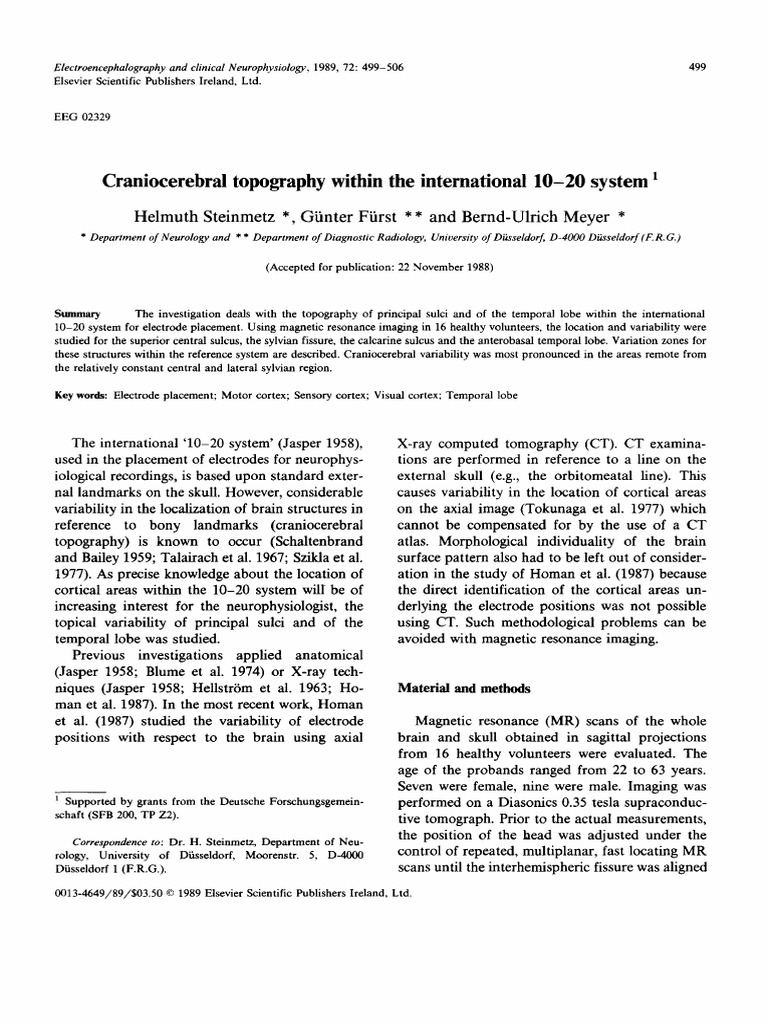 Craniocerebral Topography Within The International 10-20 System | PDF ...