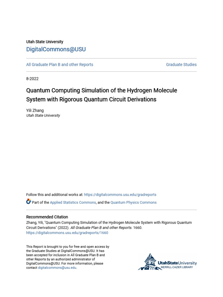 Quantum Computing Simulation of The Hydrogen Molecule System With | PDF | Technology ...