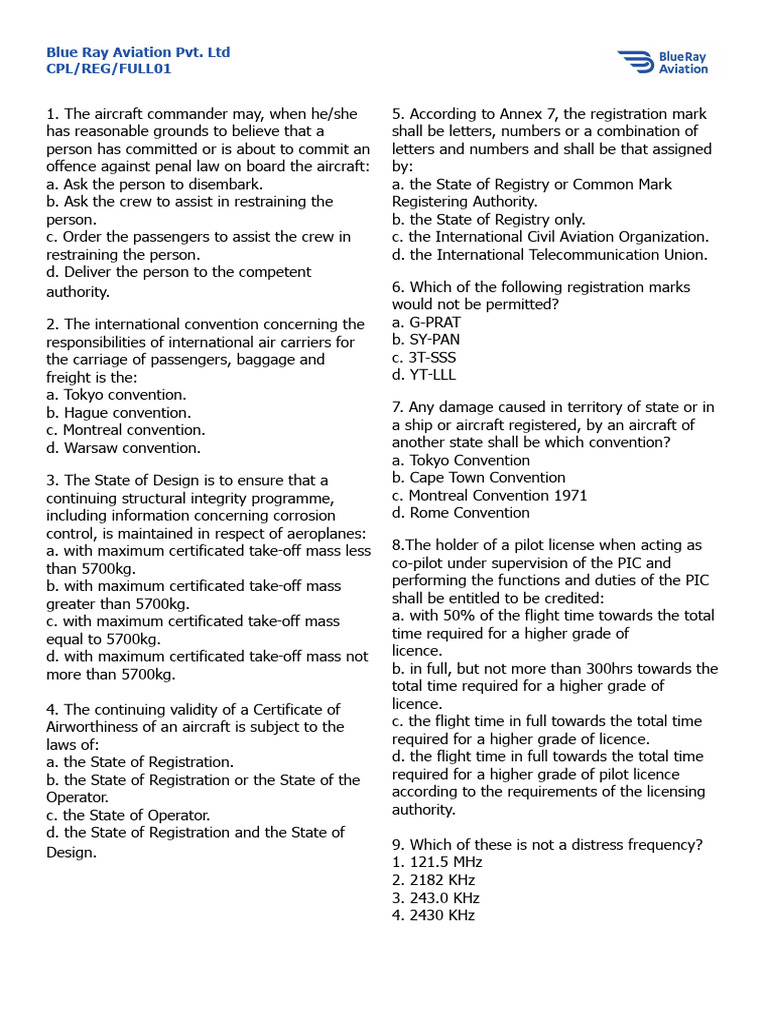 Regs CPL Full 01 | PDF | Instrument Flight Rules | Air Traffic Control