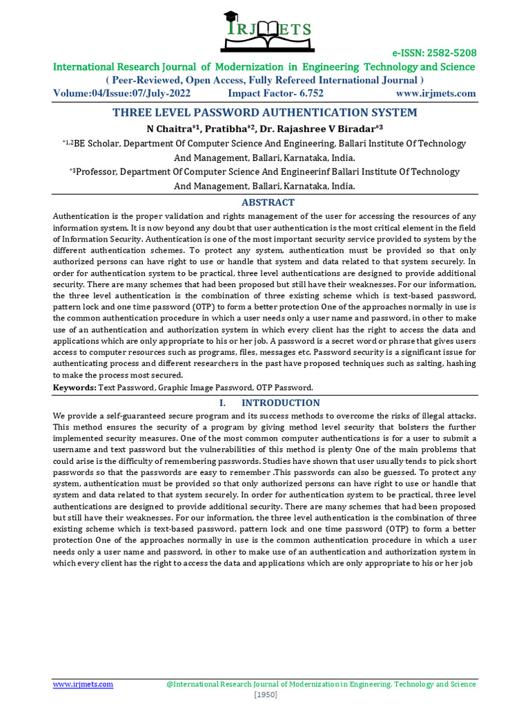 Fin Irjmets1657982007 | PDF | Password | Security