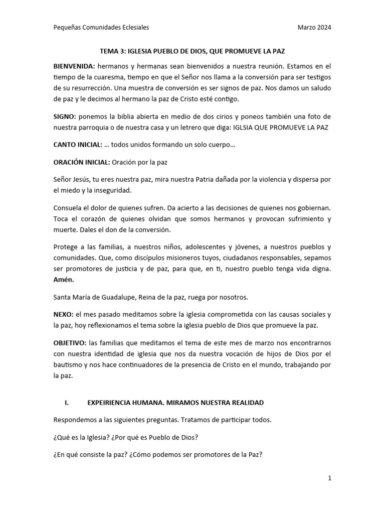 TEMA 3 Iglesia Pueblo de Dios... 2024 | PDF | Amor | Fruto Del Espiritu Santo