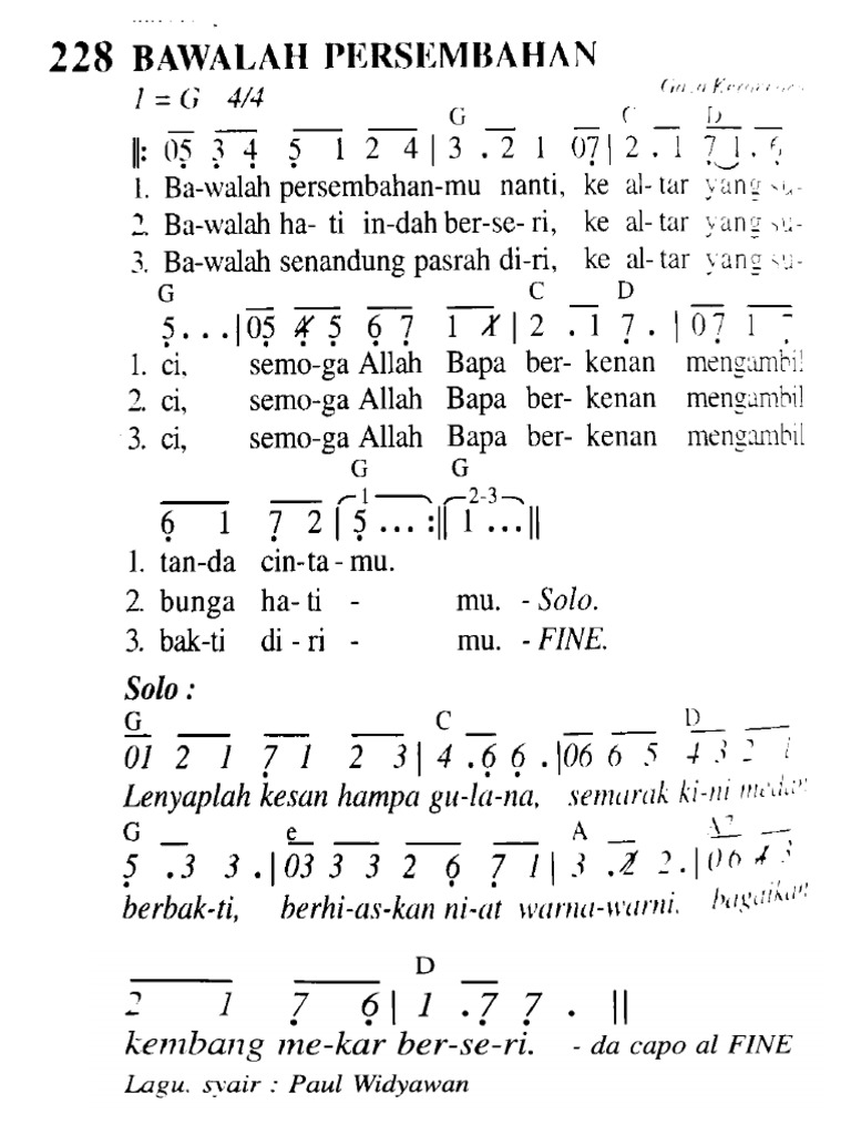 Lagu Persembahan - Bawalah Persembahanmu | PDF