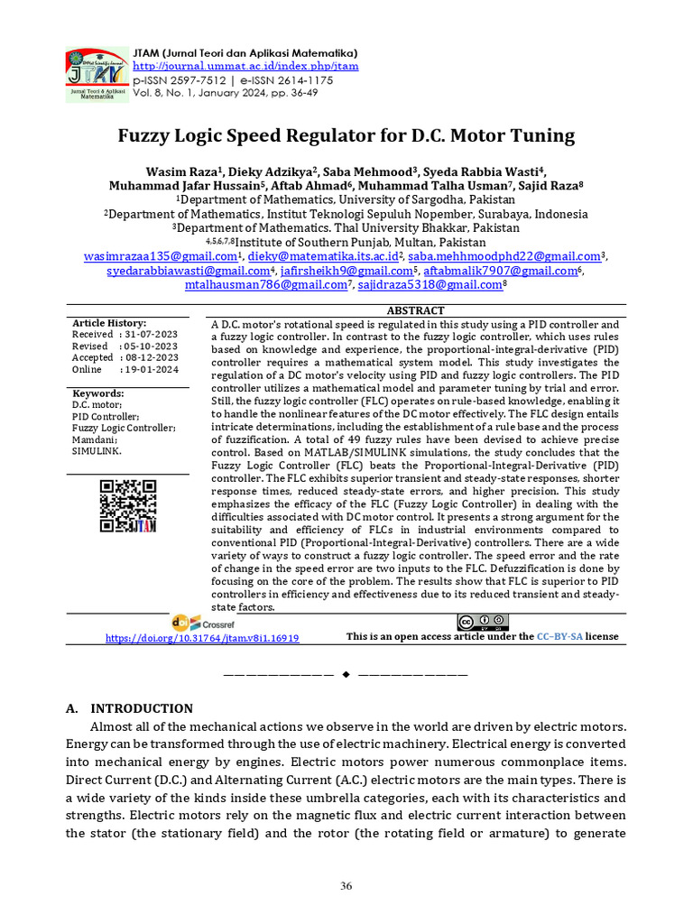 Fuzzy Logic Speed Regulator For DC Motor Tuning | PDF