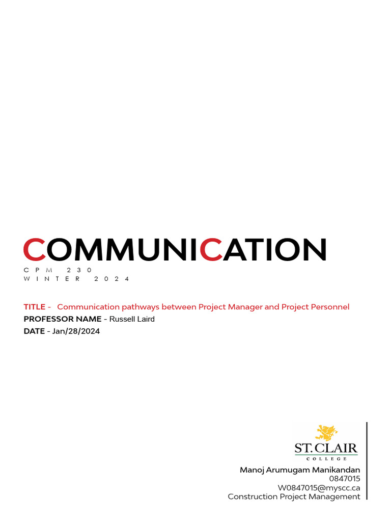 COMMUNICATION (Assignment 1) - CPM 230 | PDF | Project Management | Online And Offline