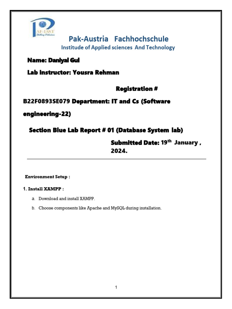 Daniyal Gul DB Lab 01 | PDF | My Sql | Databases