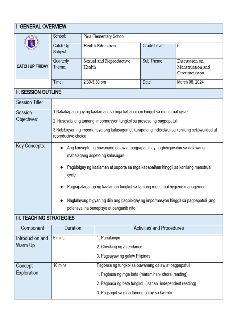 Grade 5 Catch Up Friday Health March 8 SDO San Juan | PDF