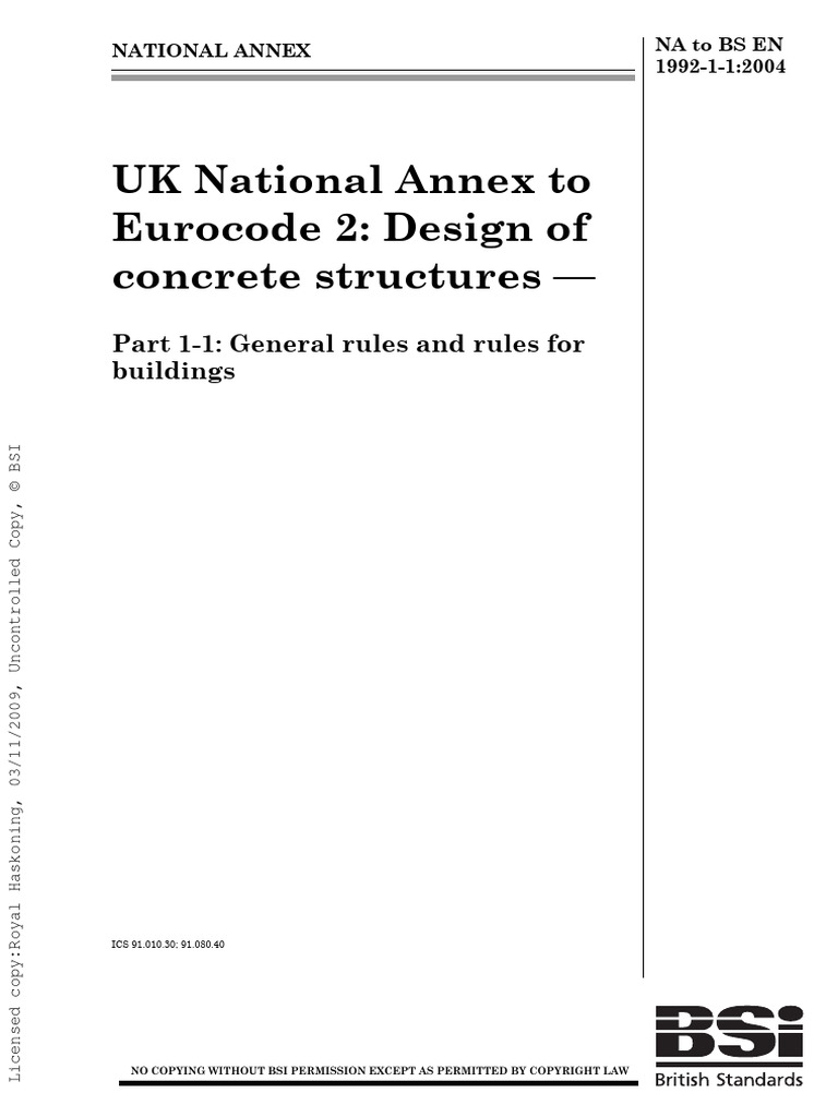 UK National Annex To Eurocode 2 BS EN 1992-1-1 2004 | PDF | Prestressed ...