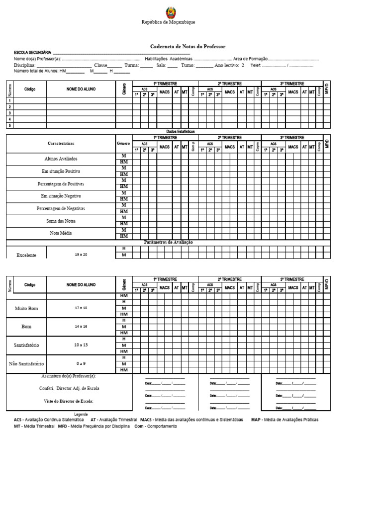 Caderneta Do Professor | PDF