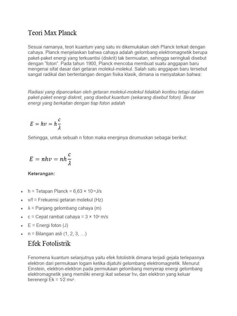 Teori Max Planck | PDF | Sains & Matematika