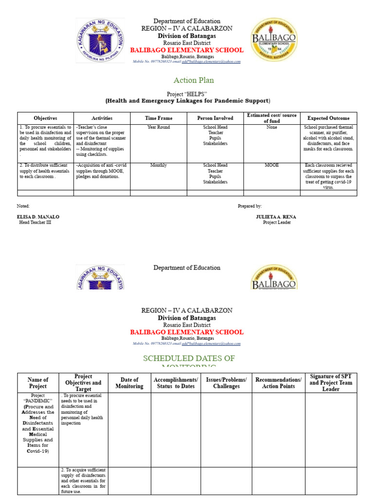 PANDEMIC Action Plan | PDF | Teachers | Cognition