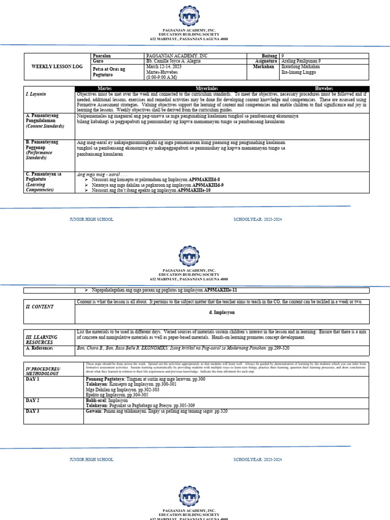 Wll-Ap9 - Q3 - Week 5 | PDF | Teaching | Cognitive Science