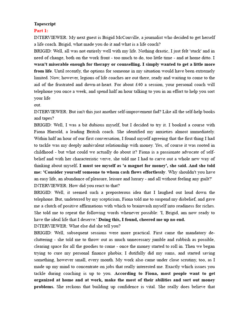 Tapescript For Listening | PDF | Sushi | Rice