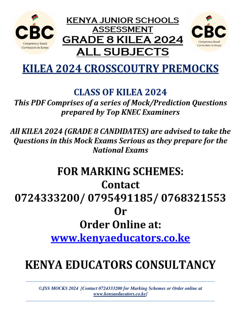 Kilea Grade 8 2024 CC Premocks | PDF | International System Of Units