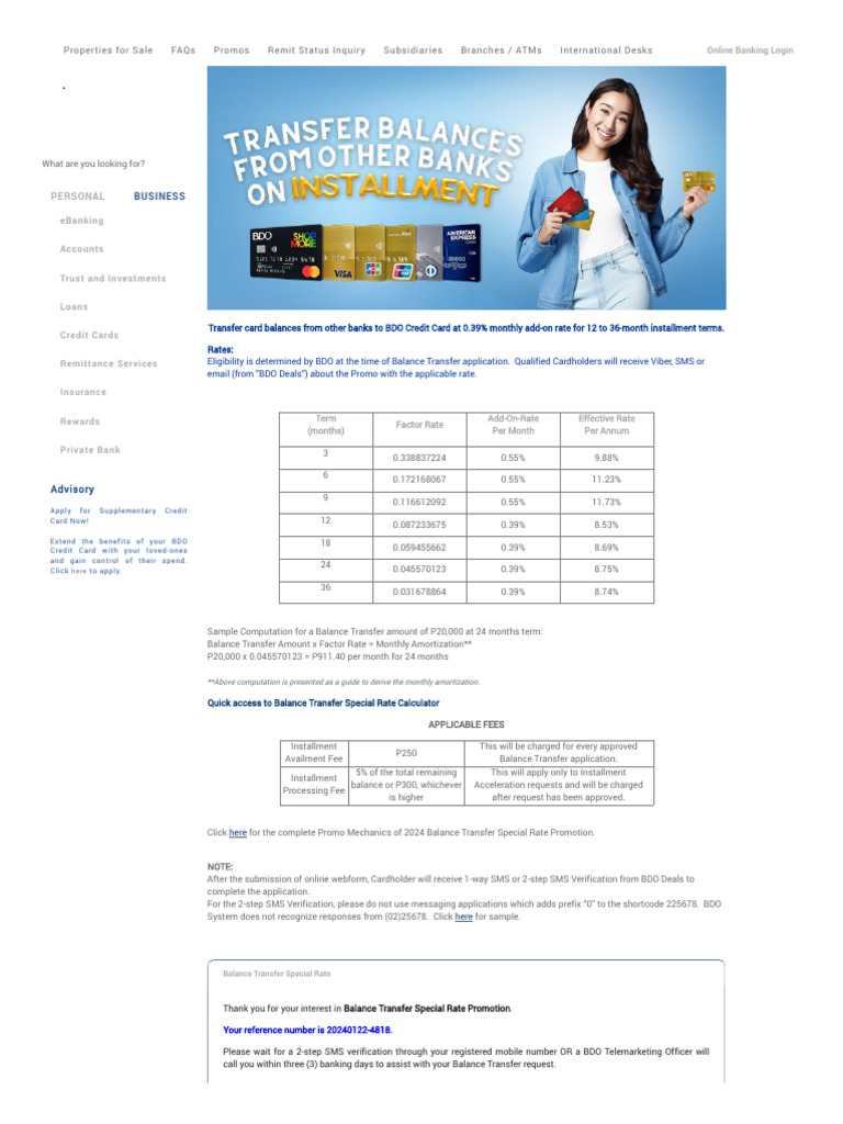 Balance Transfer Special Rate - Home | PDF | Credit Card | Banks