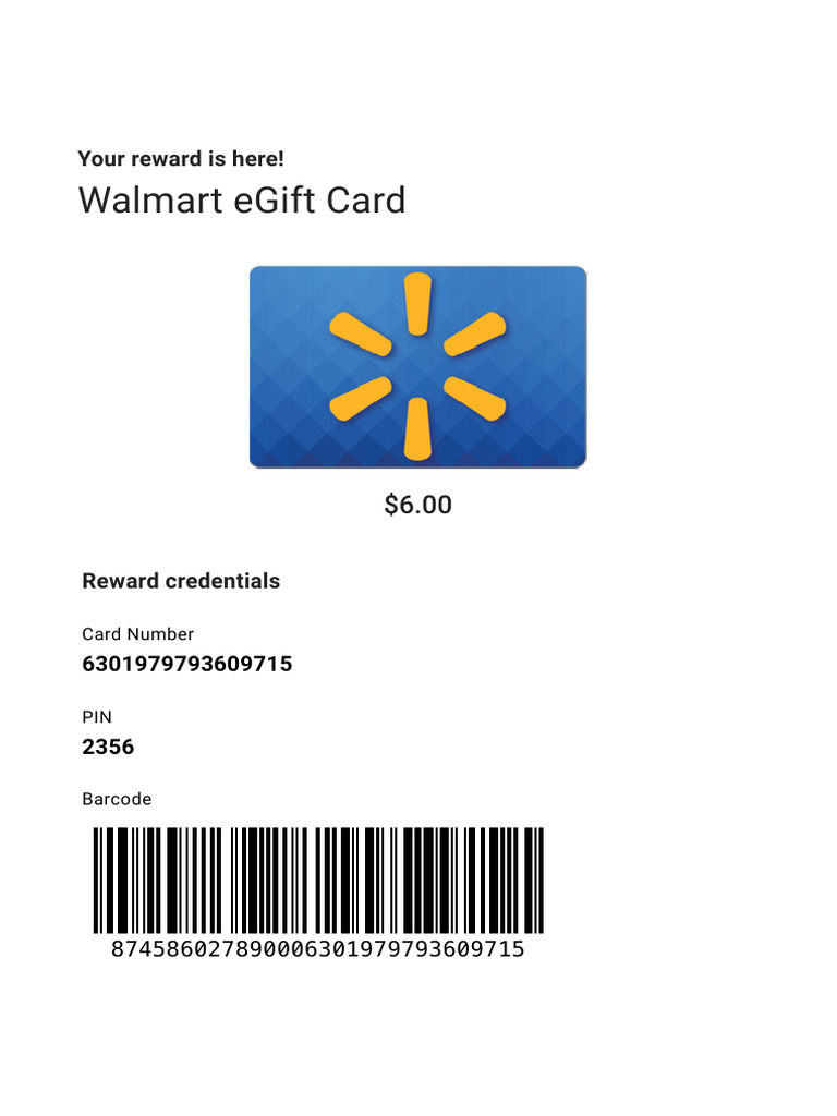 Walmart Egift Card - Tango Card Reward 2 | PDF | Finance & Money Management