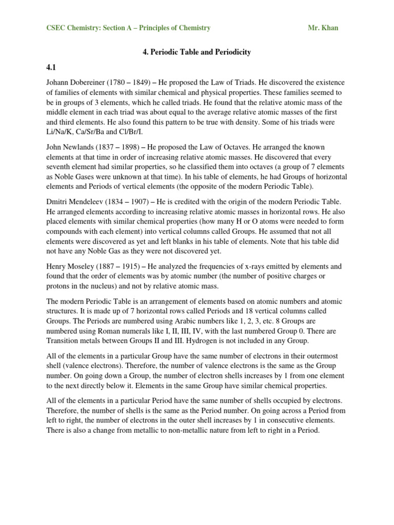 4. Periodic Table and Periodicity Notes | PDF | Ion | Periodic Table