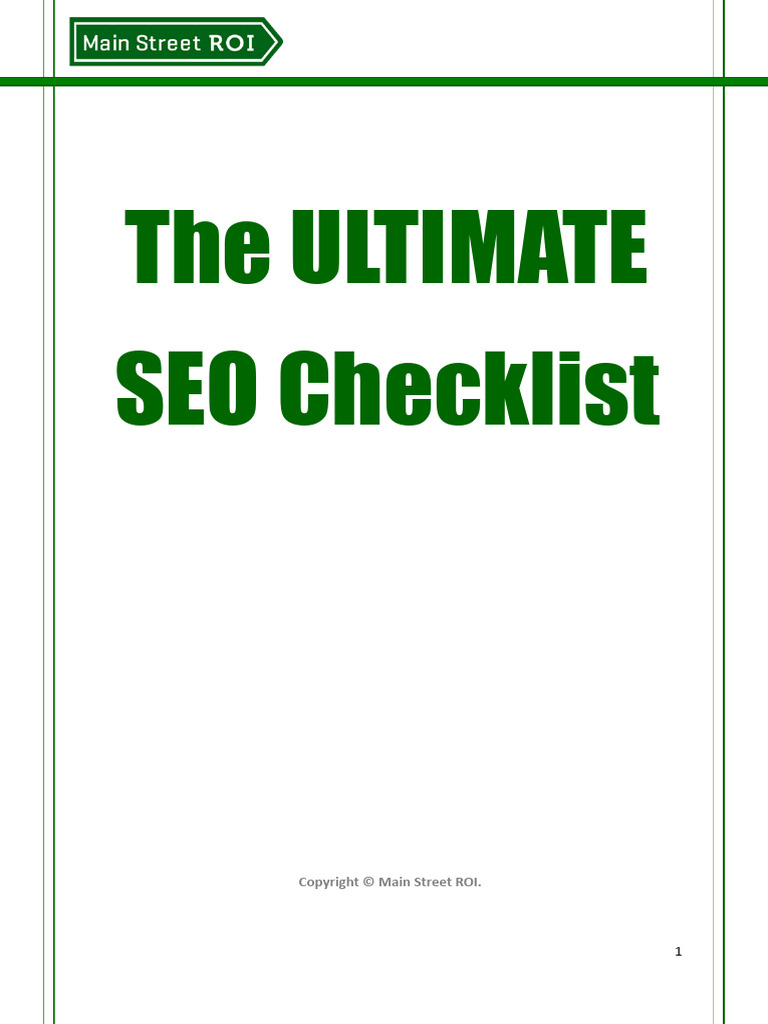 The Ultimate SEO Checklist | PDF