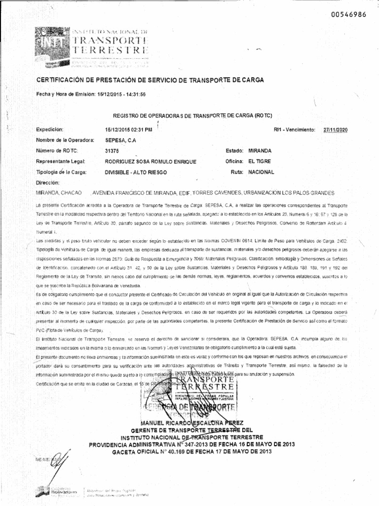 Rotc Certificacion 5 Años (2015 - 2020) | PDF