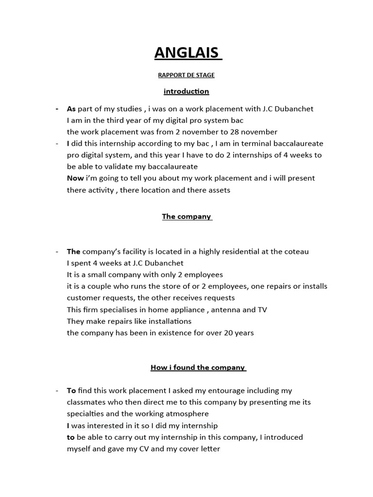 ANGLAIS Rapport | PDF | Career & Growth | Technology & Engineering