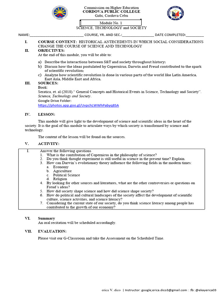 Sts Module 1 | PDF | Science | Society