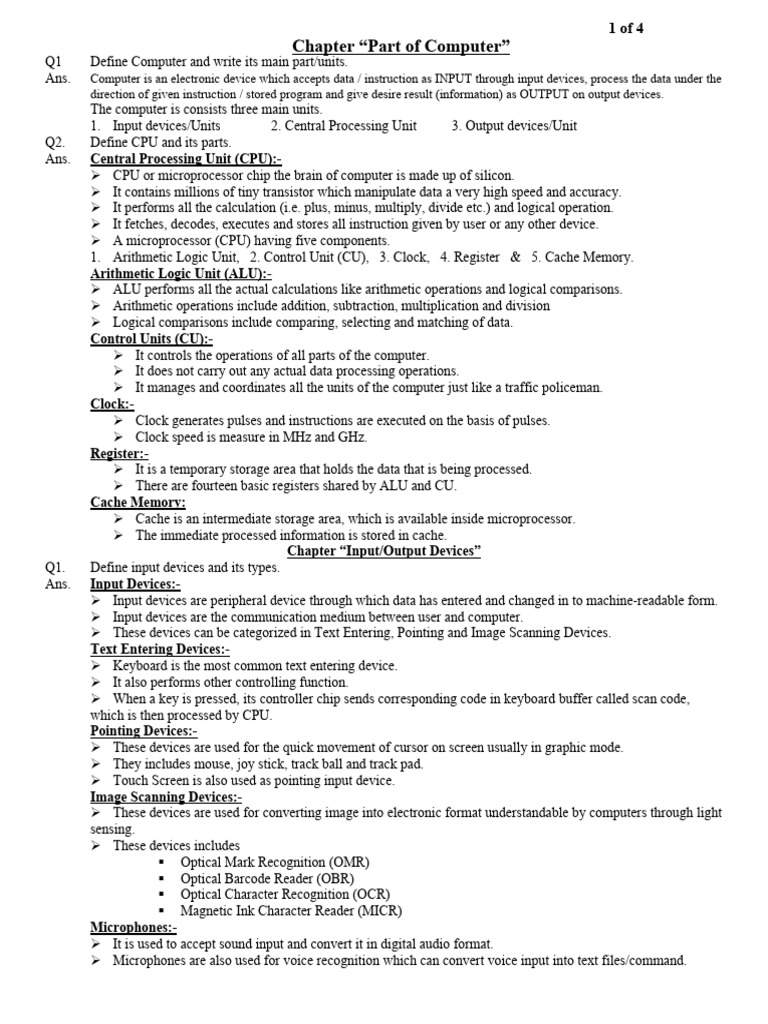 Chapter "Part of Computer": Central Processing Unit (CPU) | PDF