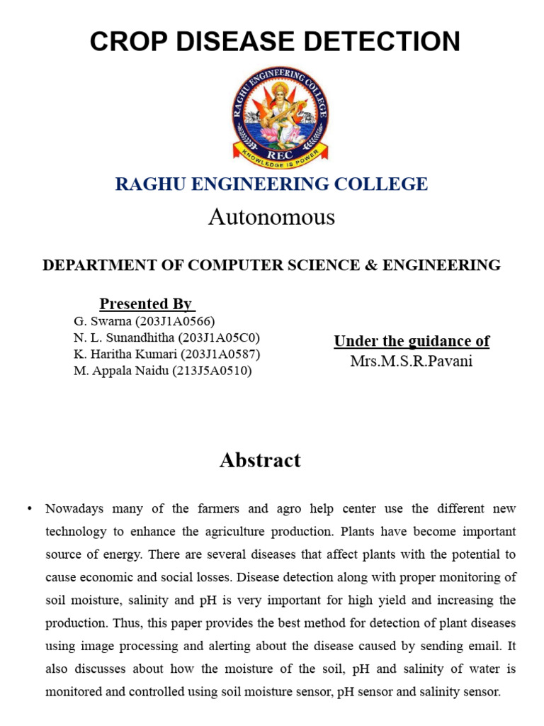 Smart Crop Disease Detection | PDF | Image Segmentation | Statistical ...