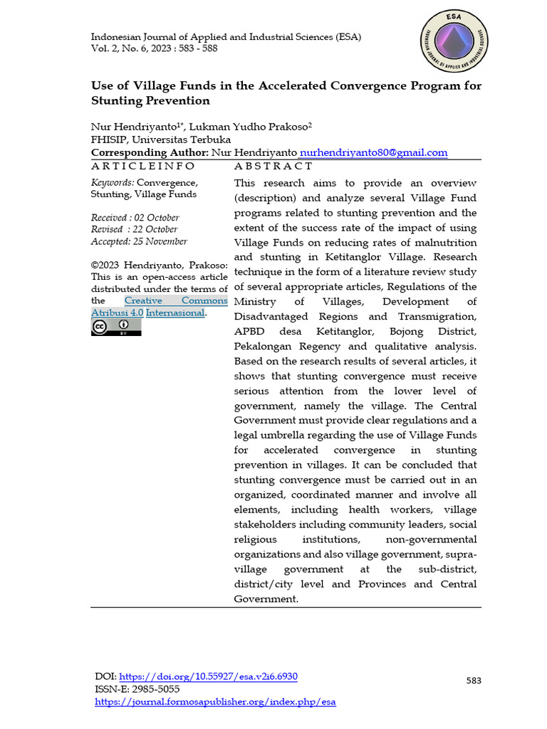 Use of Village Funds in The Accelerated Convergence Program For ...