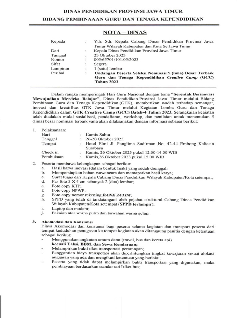 Nodin Udangan Peserta Lomba 5 Finalis GCC Batch 4 | PDF