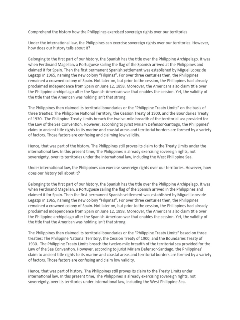 Philippines' Sovereign Rights History | PDF | Philippines | Spanish Empire