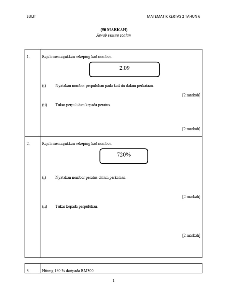 Tahun 6 Kertas 2 Up 2 | PDF