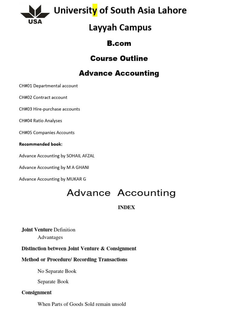 Advanced Accounting Course Outline | PDF | Expense | Income Statement