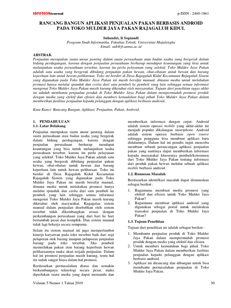 2019 Rancang Bangun Aplikasi Penjualan Pakan Pdf Bisnis