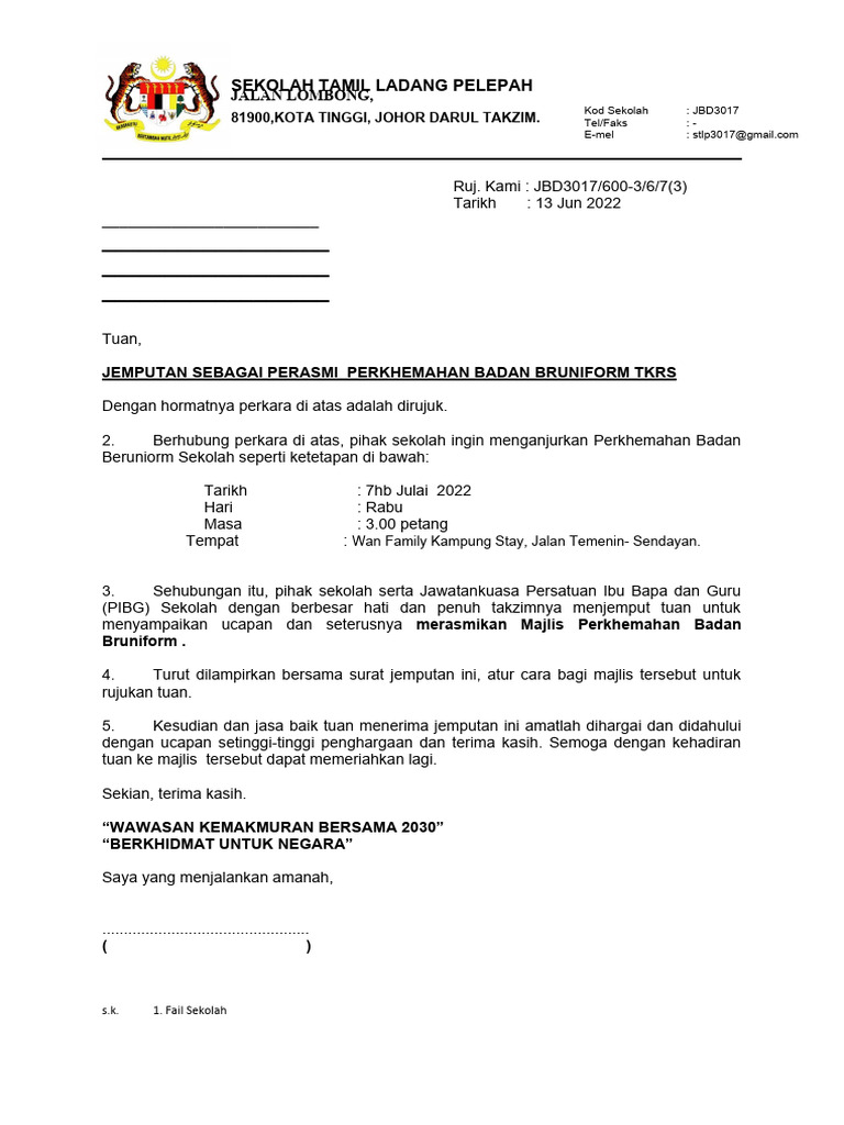 Surat Jemputan Vip Perkhemahan | PDF