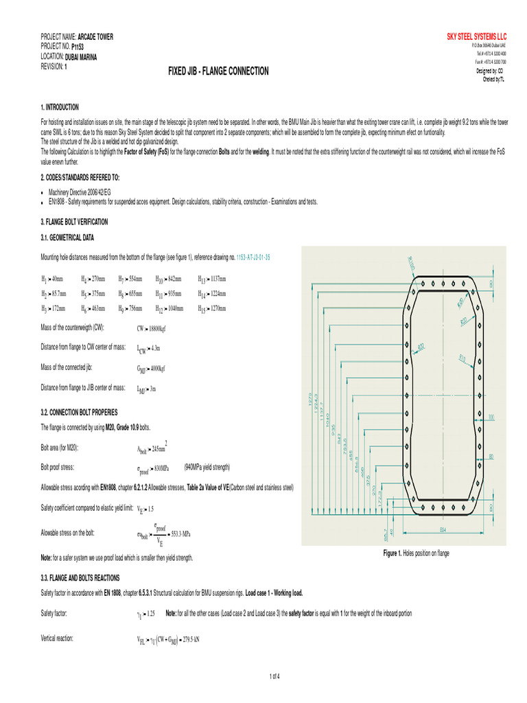 BOLT LOAD JIB FLANGE CONNECTION rev1 | PDF | Strength Of Materials | Mechanical Engineering