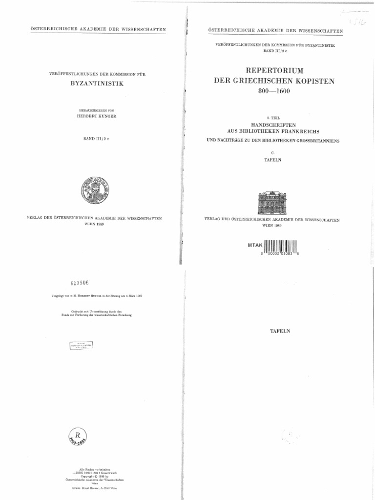 Repertorium Der Griechischen Kopisten 2c Frankreich | PDF
