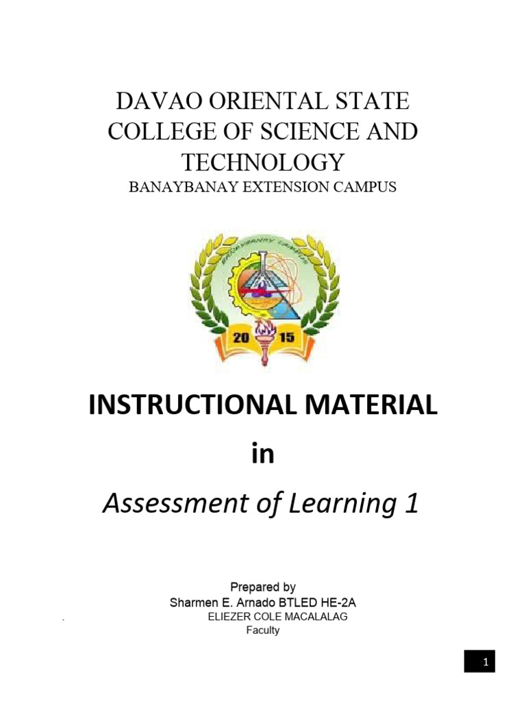 Educ 107 Module 1 Assessment in Learning 1 Dorsu Arnado, Sharmen, E. | PDF | Educational ...