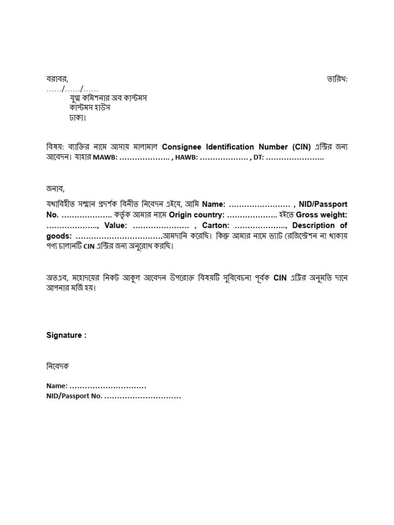 Aplication Form For CIN Entry | PDF
