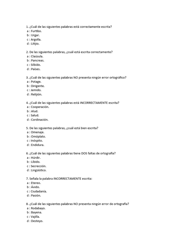 Ejerc. Ortografía | PDF